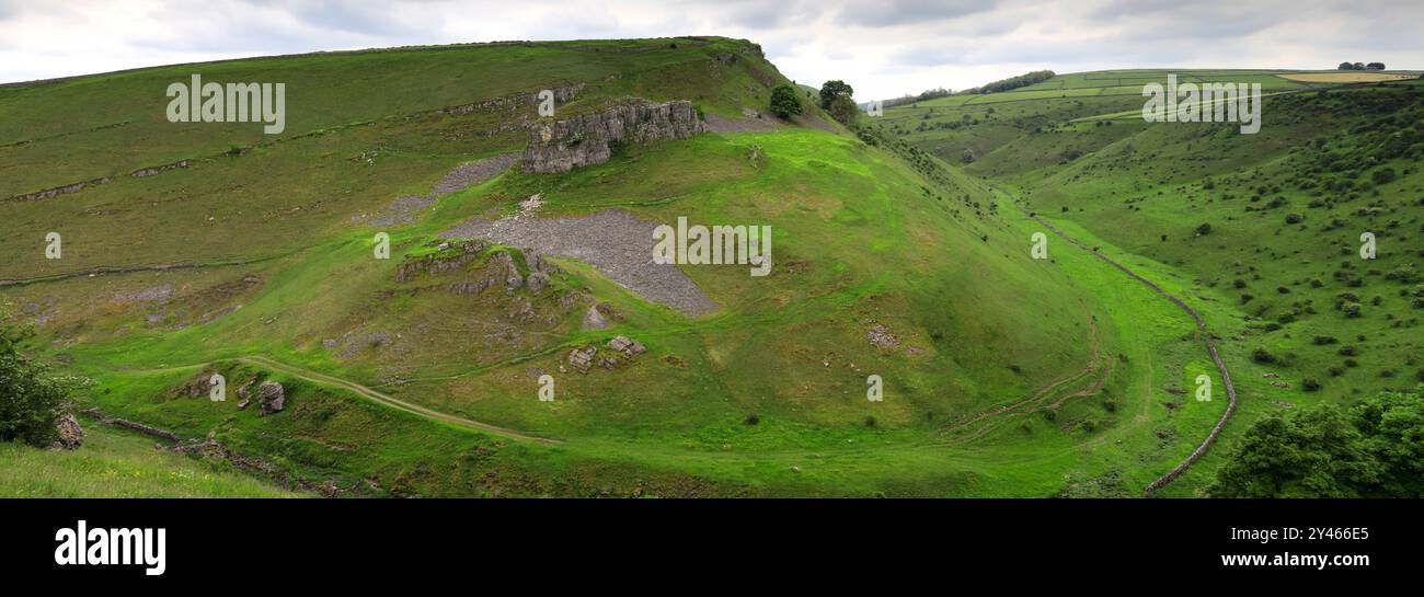 Summer view through Cressbrook Dale, near Tideswell village, Derbyshire ...