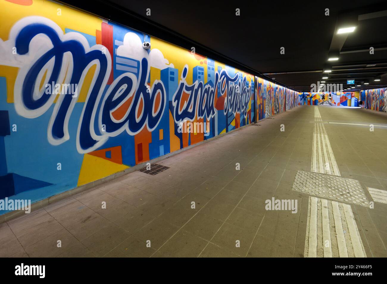 Zagreb, Croatia. 16th Sep, 2024. Trnsko underpass is painted with ...