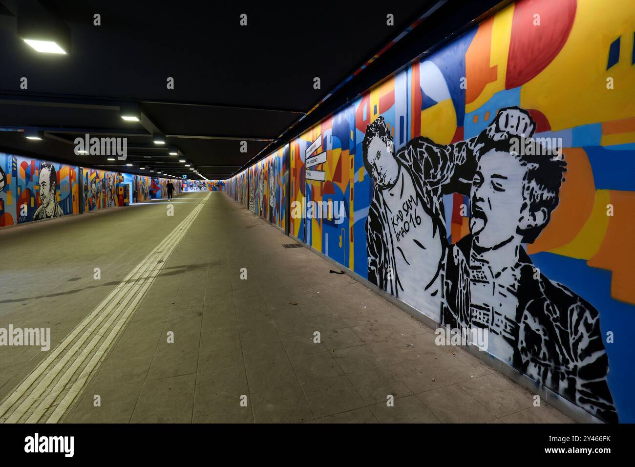 Zagreb, Croatia. 16th Sep, 2024. Trnsko underpass is painted with ...