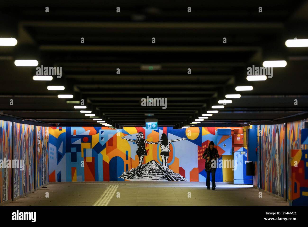 Zagreb, Croatia. 16th Sep, 2024. Trnsko underpass is painted with ...