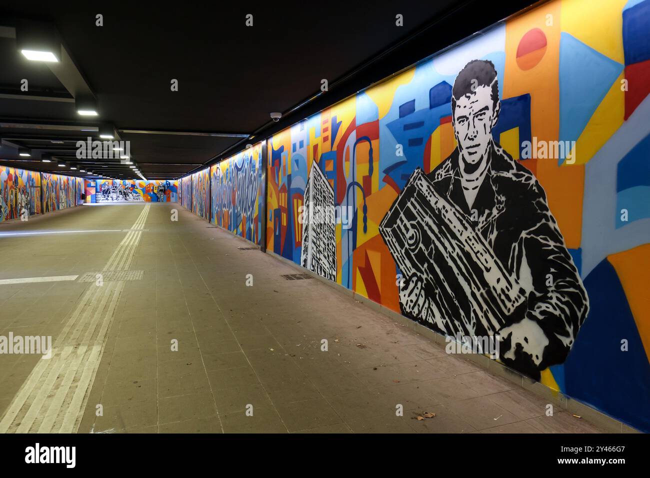 Zagreb, Croatia. 16th Sep, 2024. Trnsko underpass is painted with ...