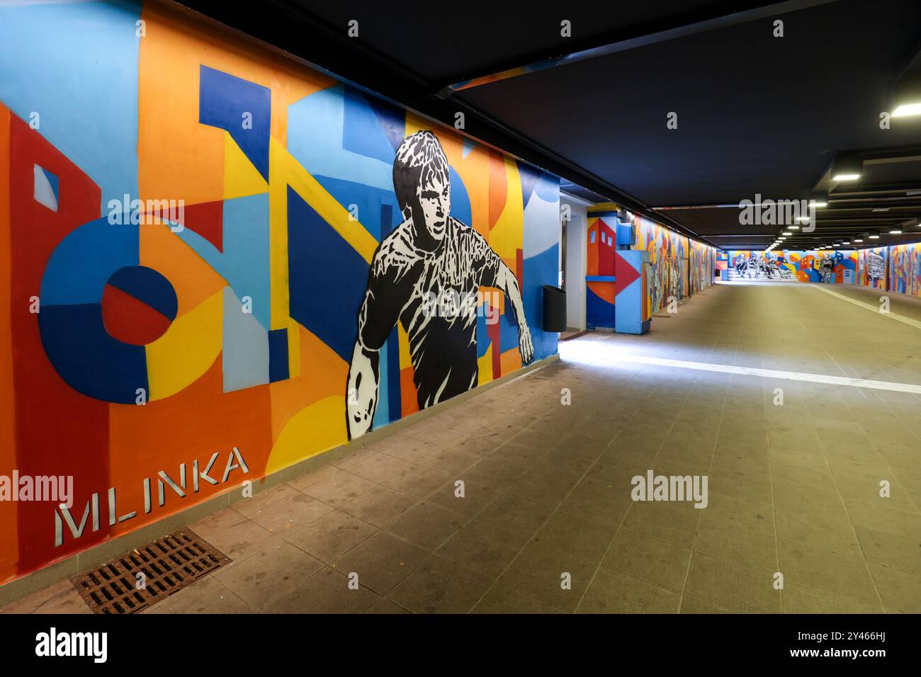 Zagreb, Croatia. 16th Sep, 2024. Trnsko underpass is painted with ...