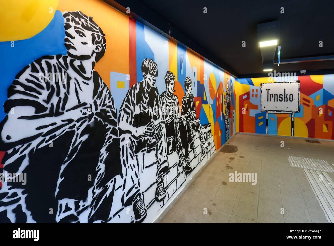 Zagreb, Croatia. 16th Sep, 2024. Trnsko underpass is painted with ...