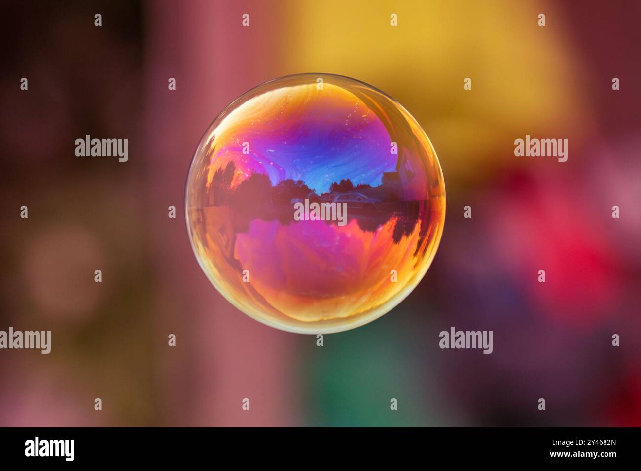 Worlds within worlds soap bubble reflections Stock Photo - Alamy