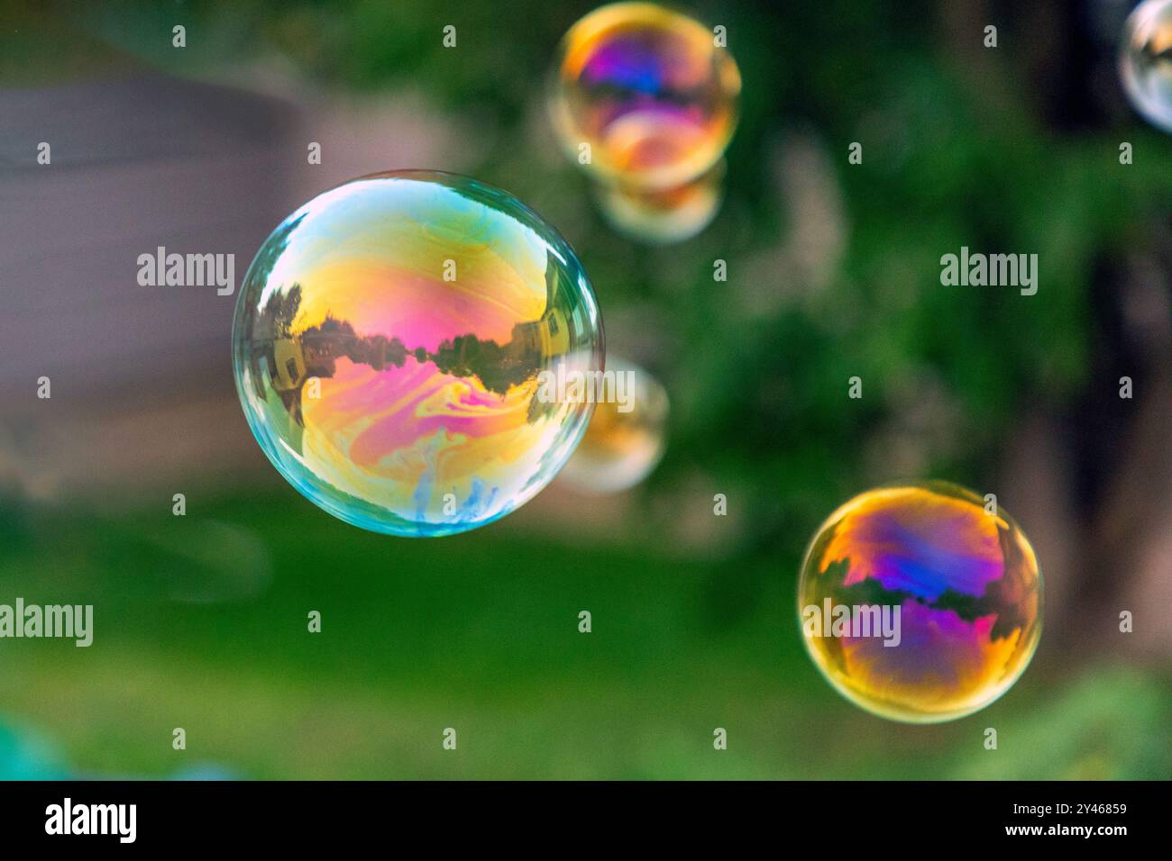 Worlds within worlds soap bubble reflections Stock Photo - Alamy