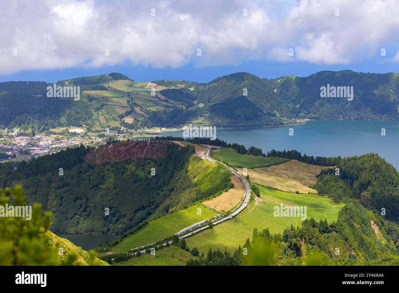 Landscape view of Sete Cidades (Lagoa das Sete Cidades). Sao Miguel ...