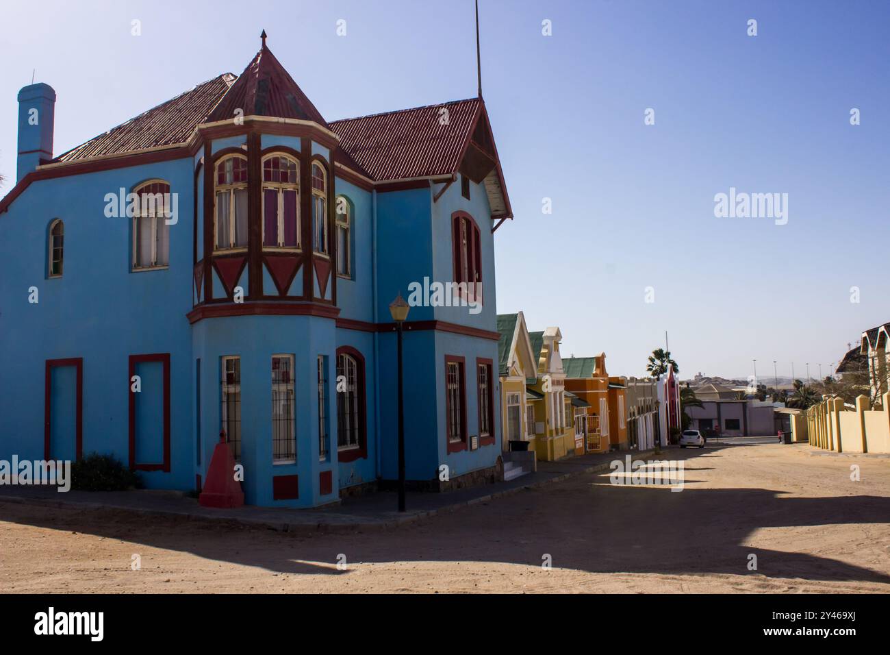 The iconic bright coloured historical houses of Bismarck Street in the ...