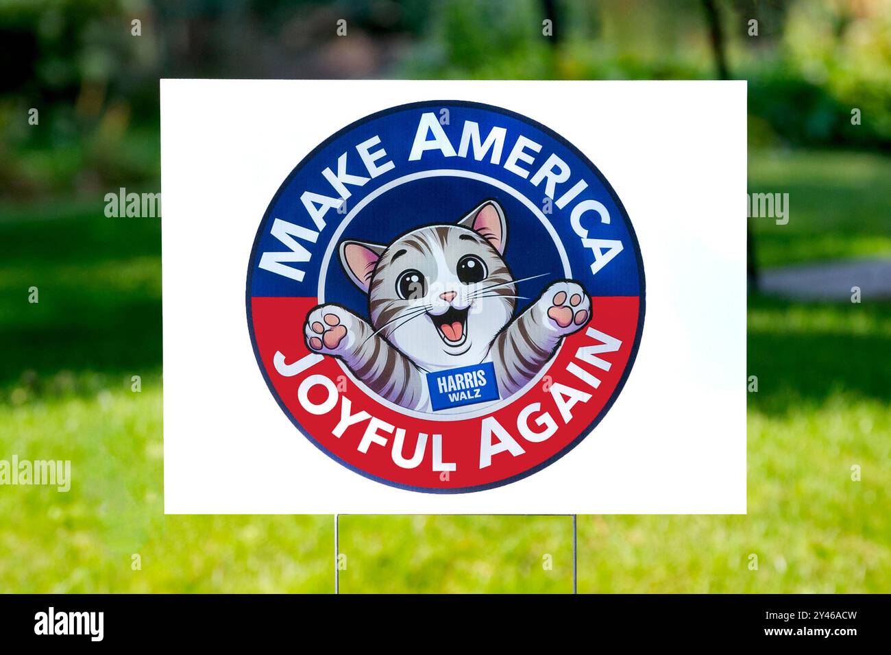 2024 presidential yard sign with a cat in support of democrats Vice ...