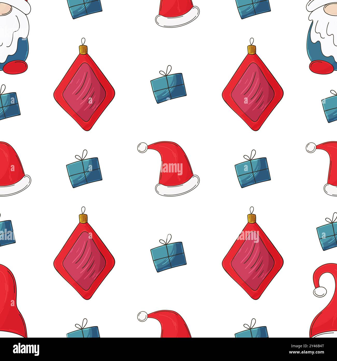 New Year holidays. Seamless pattern in hand draw style. Christmas ...