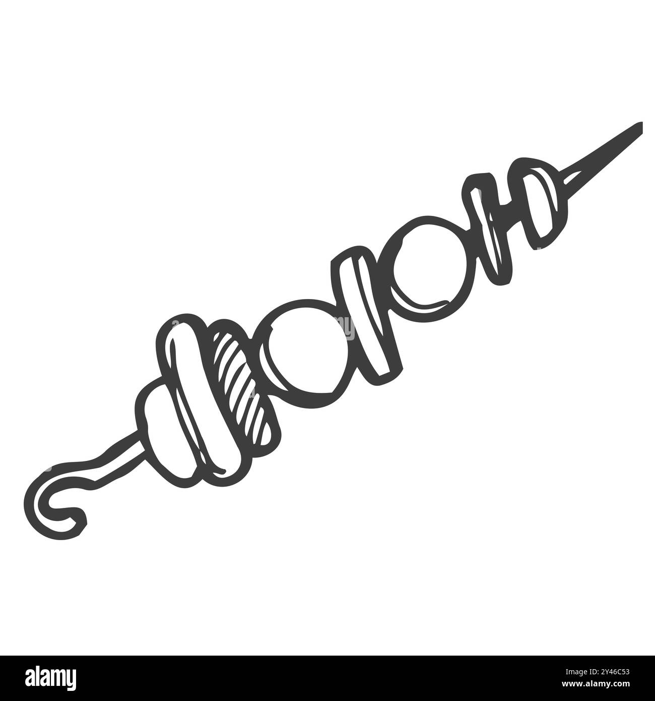 Shish kebab hand drawn outline doodle icon. Skewer with shish kebab ...