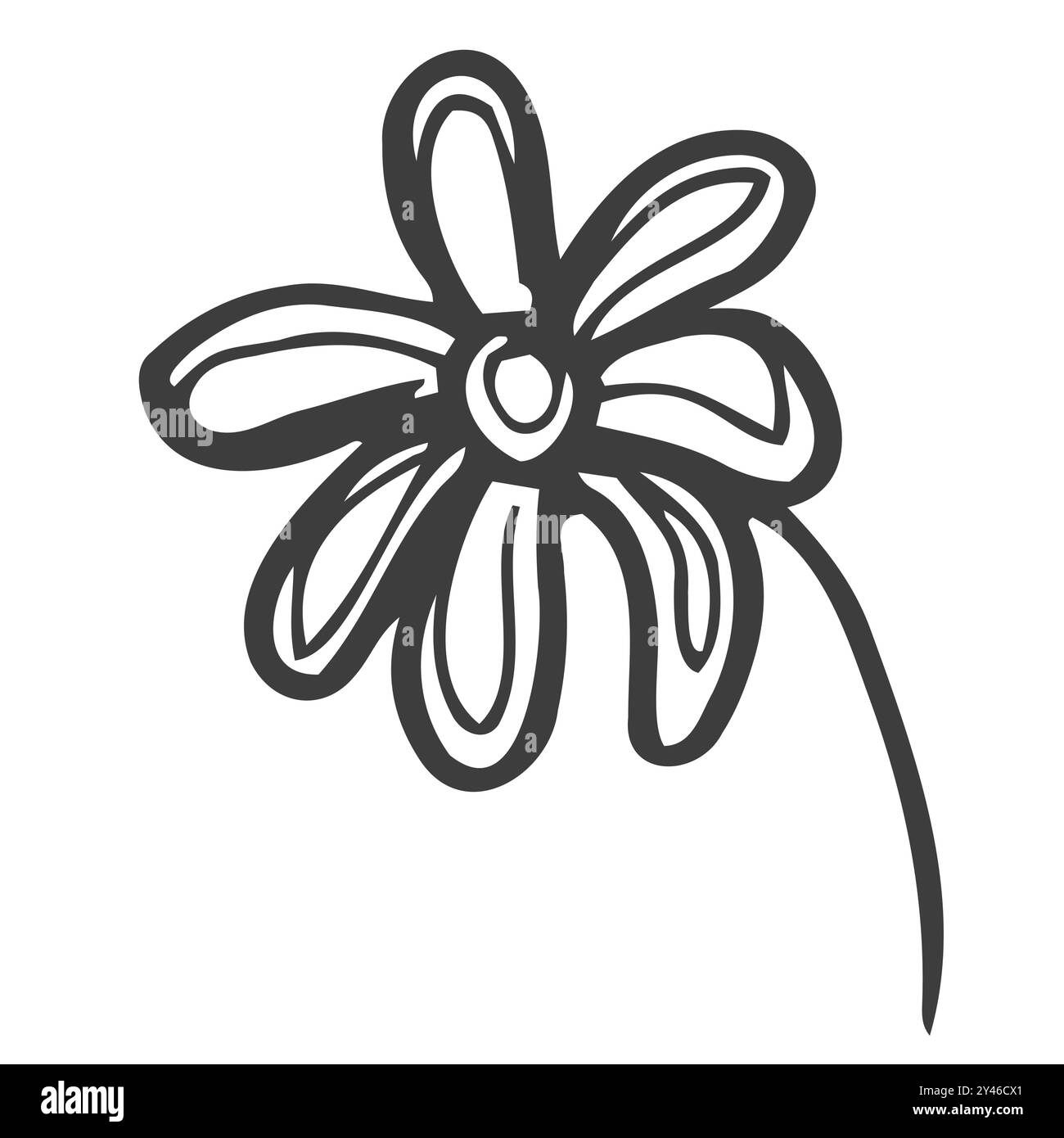 Flowers icon. Hand drawn simple black outline vector illustration clip ...