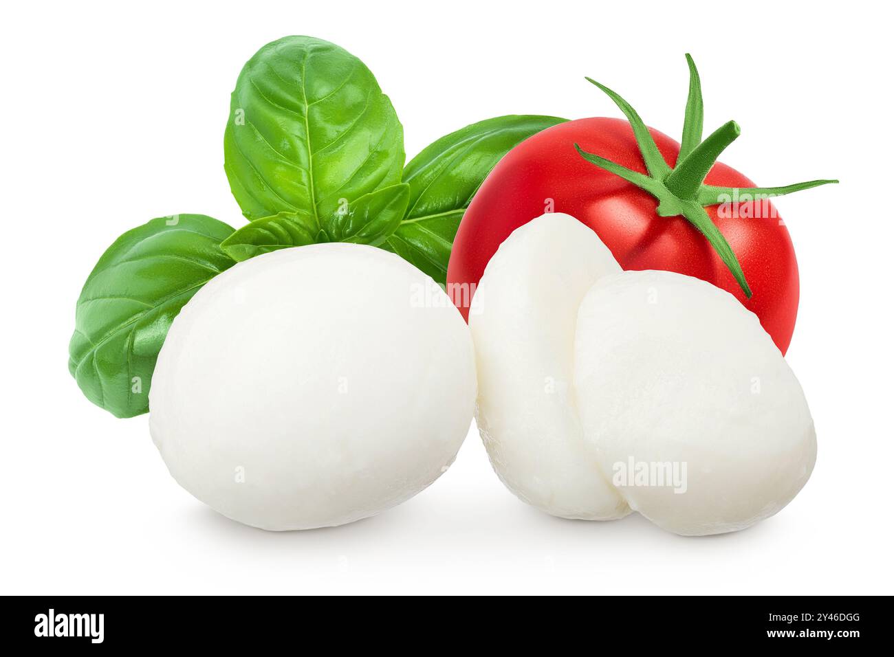 Mini mozzarella balls isolated on white background with full depth of ...