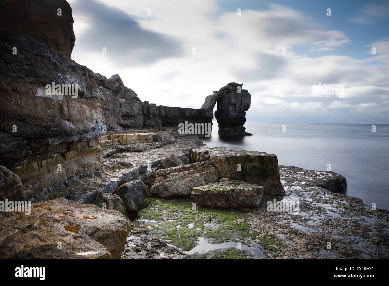 Long exposure photograph of the iconic Pulpit Rock in Dorset, England ...