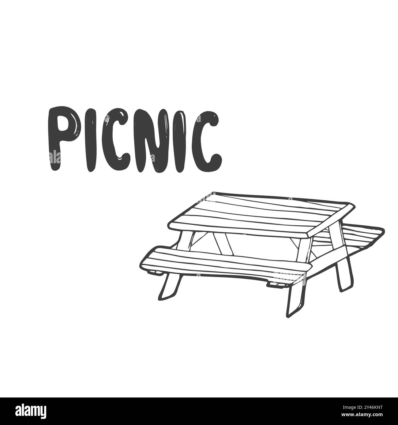 Picnic Table Icon Silhouette Illustration. Furniture Outdoor Park ...