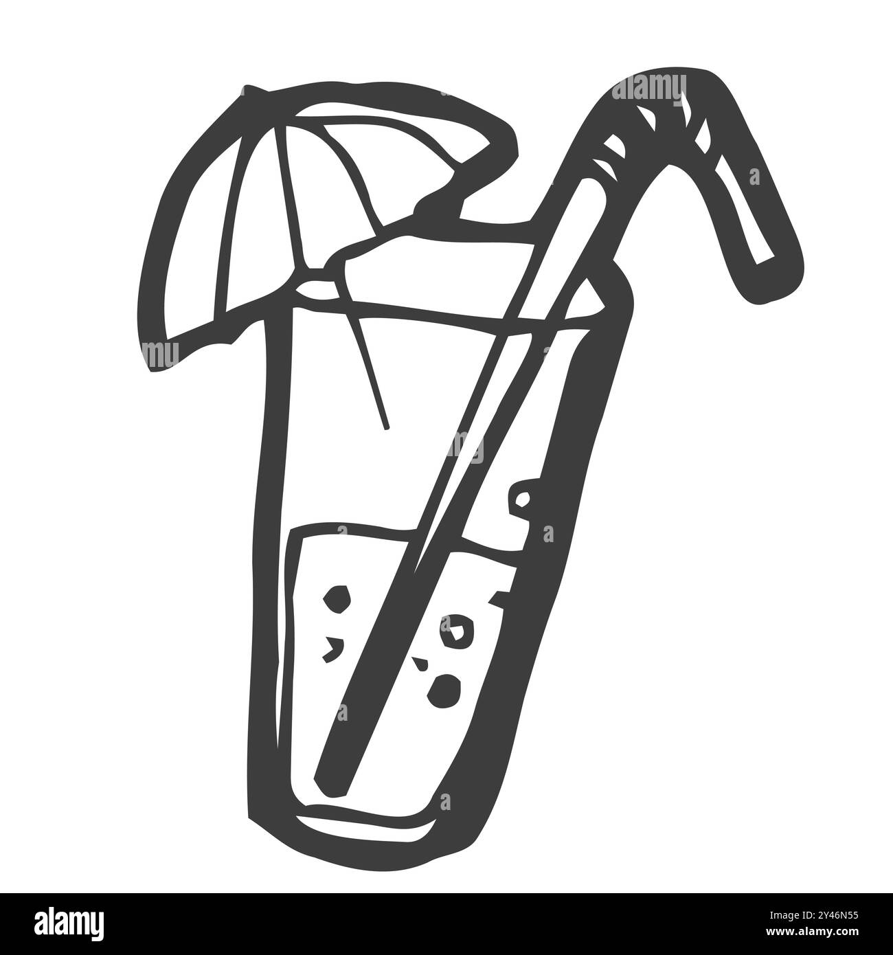 Cocktail. Hand drawn vector illustration. Line art style isolated ...