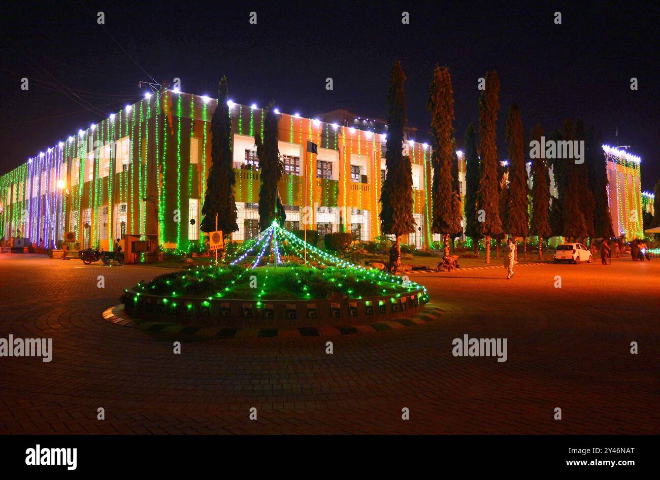 A beautiful illuminated view of the Sindh Assembly Building decorated ...