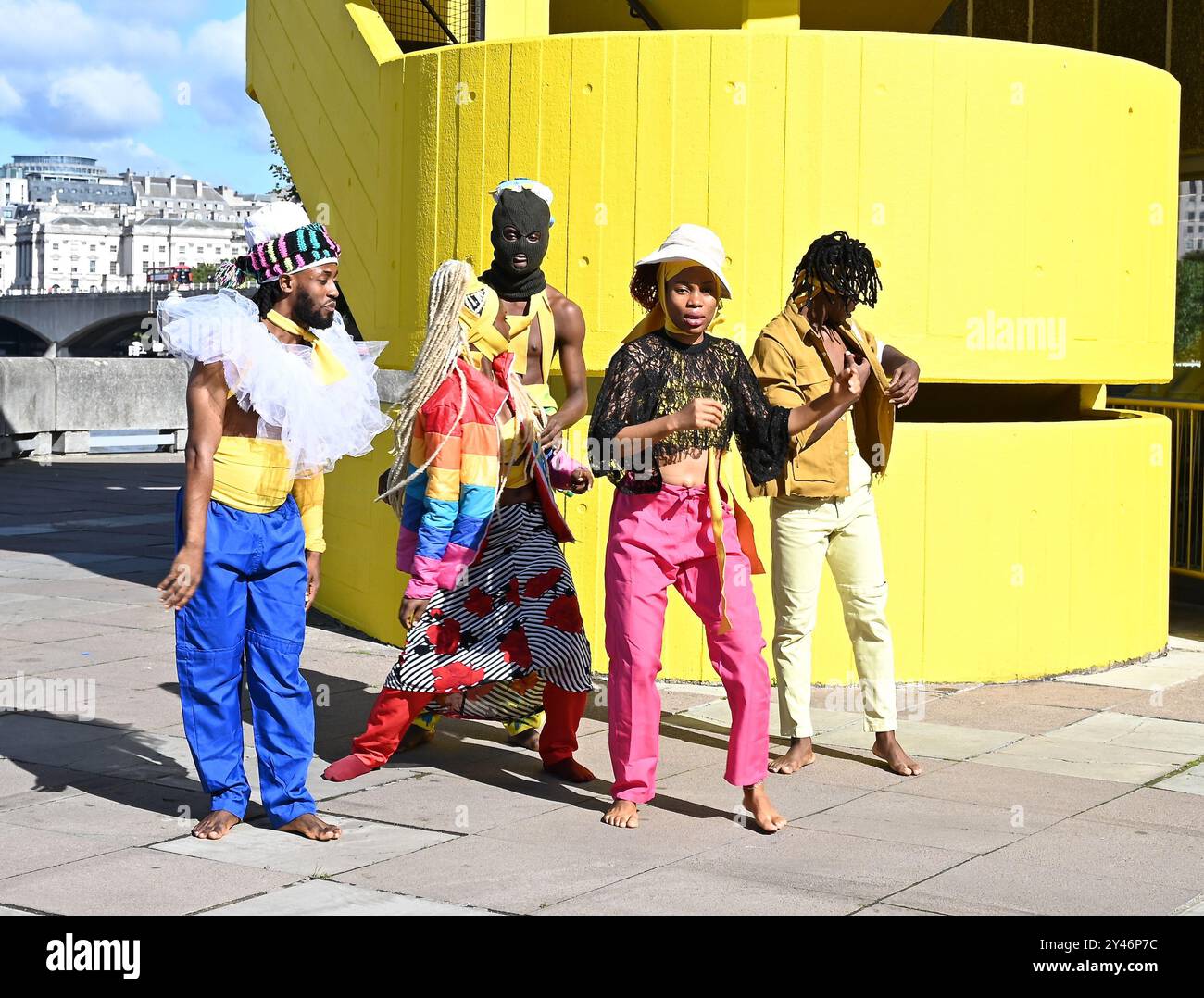 Five dancers from Nigeria's The QDance Company rehearse the company's ...