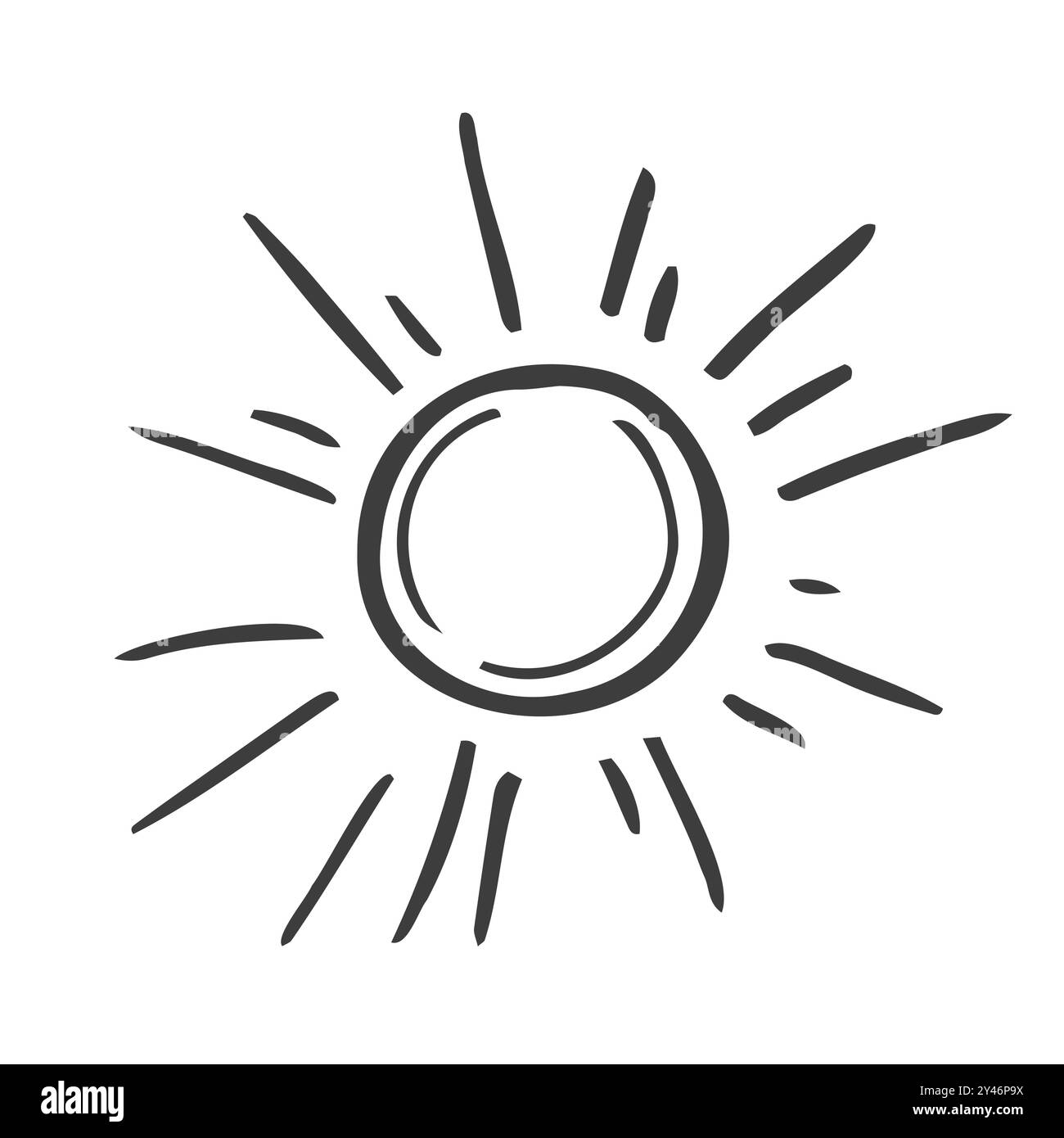 Cute cartoon hand drawn sun drawing. Sweet vector black and white sun ...