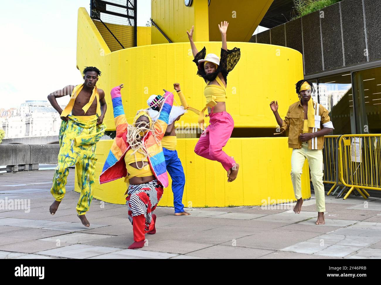 Five dancers from Nigeria's The QDance Company rehearse the company's ...