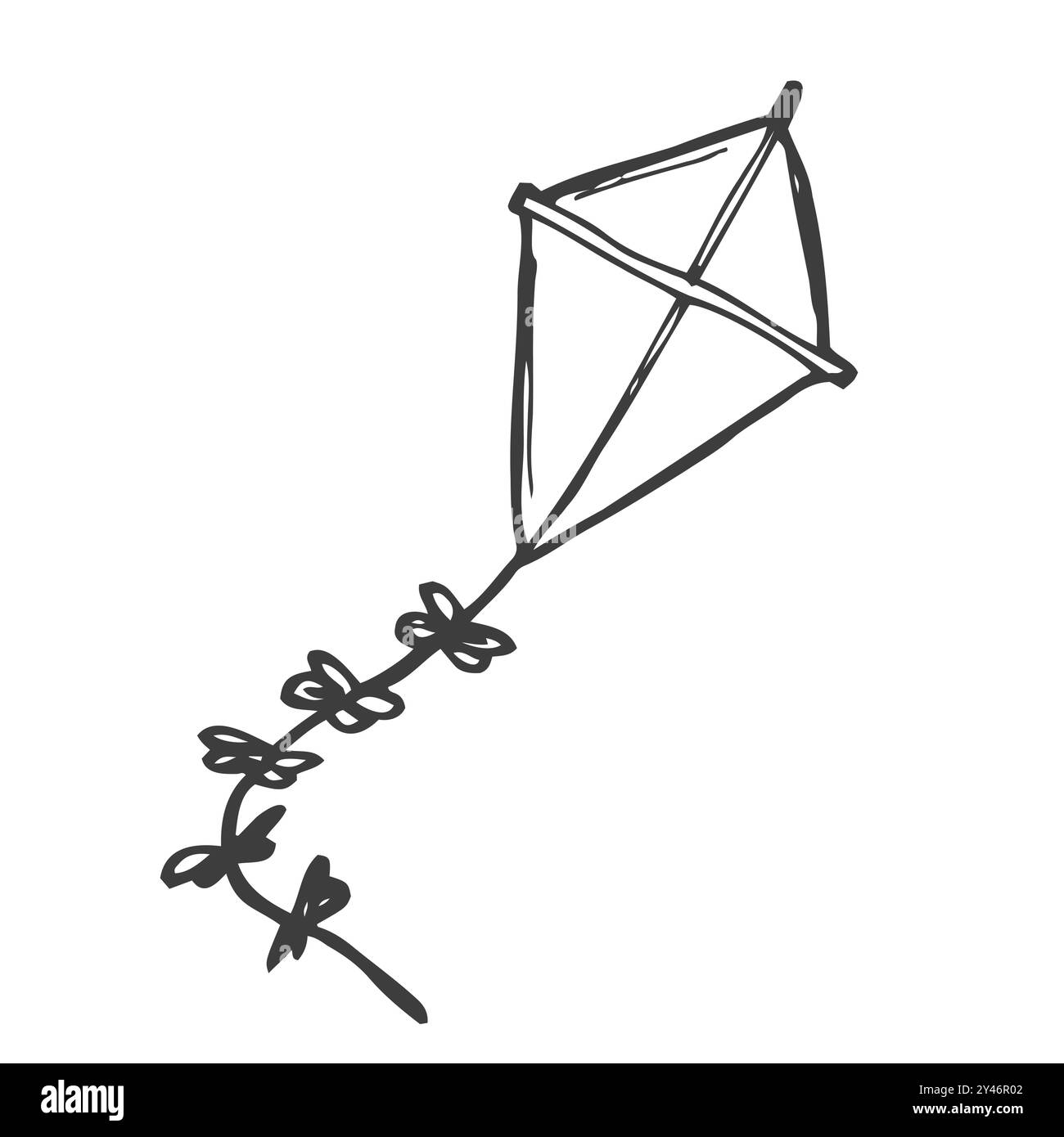 A kite in the clouds.A simple sketch drawn by hand.Summer vector ...