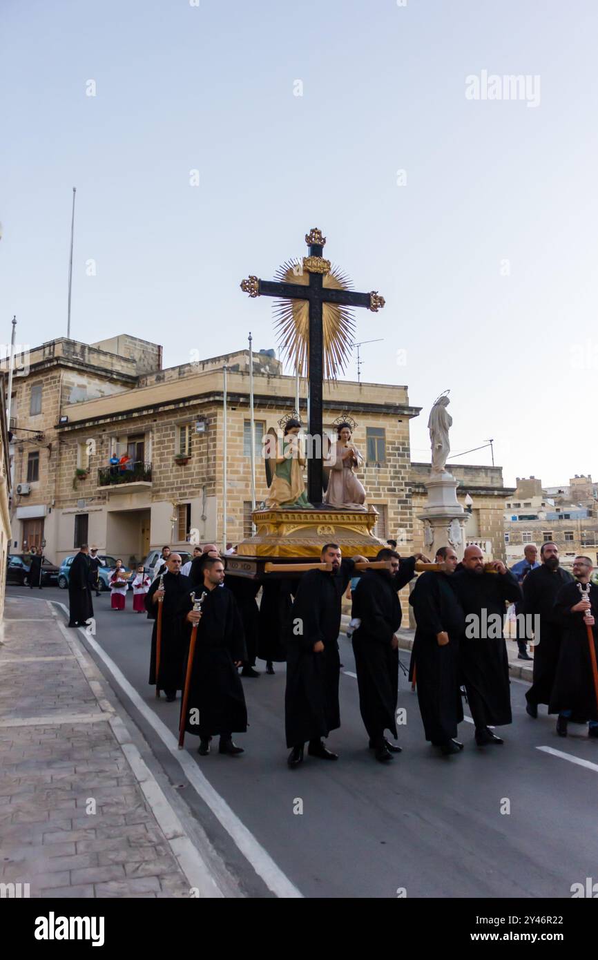 Cospicua, Malta - September 13th 2024. The statue of the Holy Cross at ...