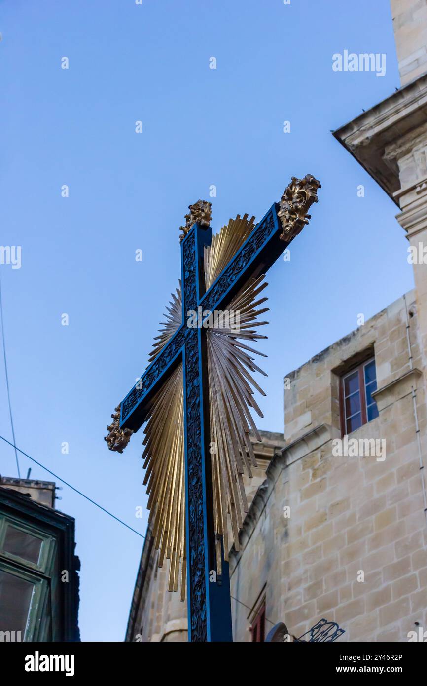 Cospicua, Malta - September 13th 2024. The statue of the Holy Cross at ...