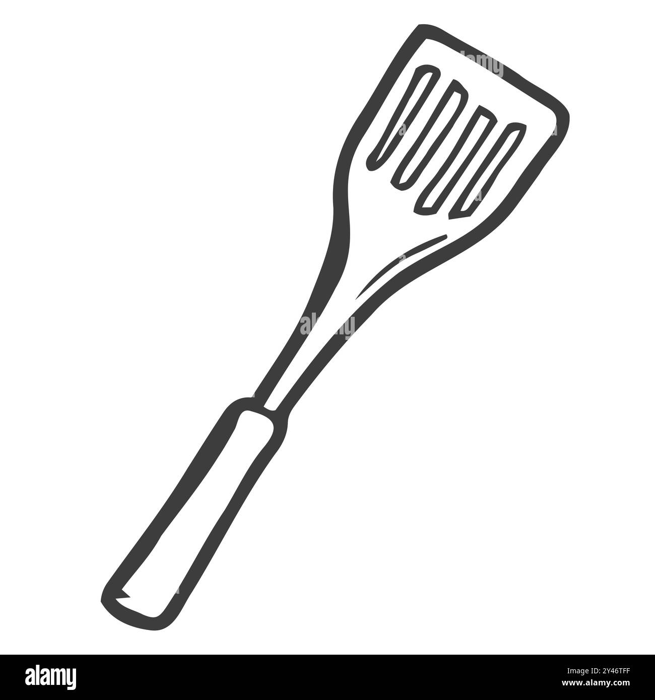Spatula. Kitchenware sketch. Doodle line vector kitchen utensil and ...
