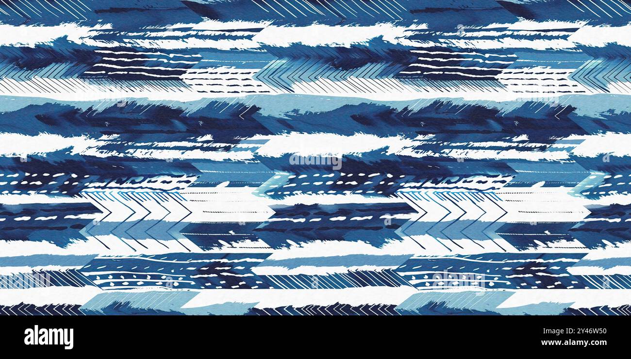 Modern coastal living printed textile decor in seamless banner tape ...