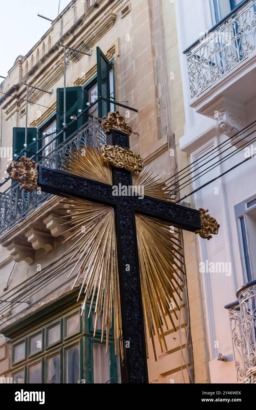 Cospicua, Malta - September 13th 2024. The statue of the Holy Cross at ...