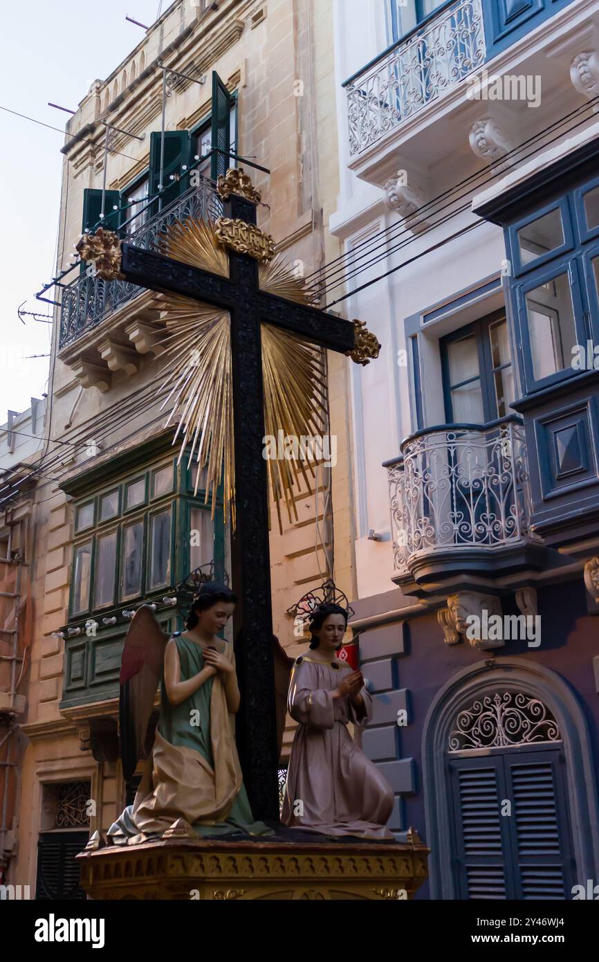Cospicua, Malta - September 13th 2024. The statue of the Holy Cross at ...