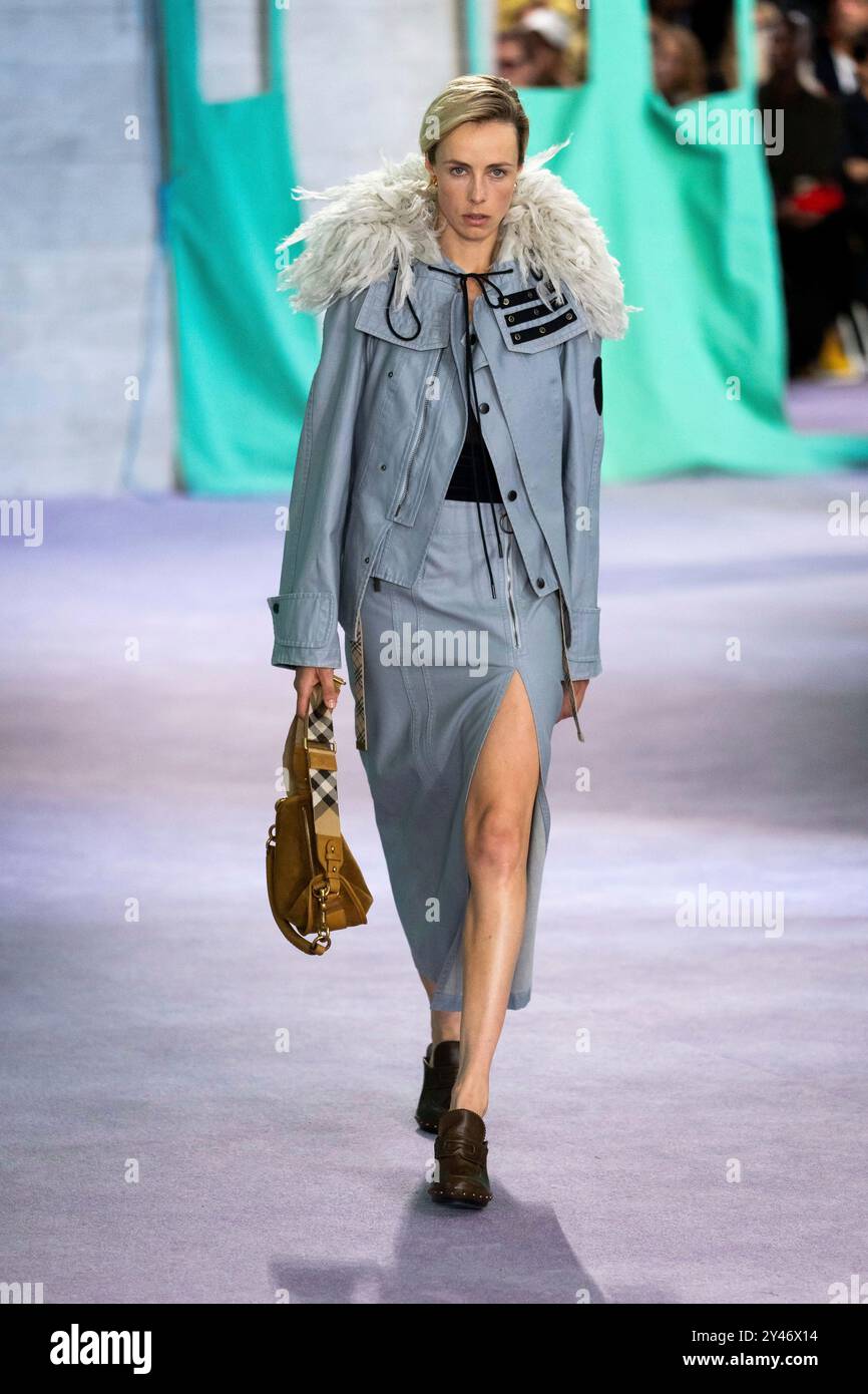 Edie Campbell wears a creation for the Burberry Spring Summer 2025 ...