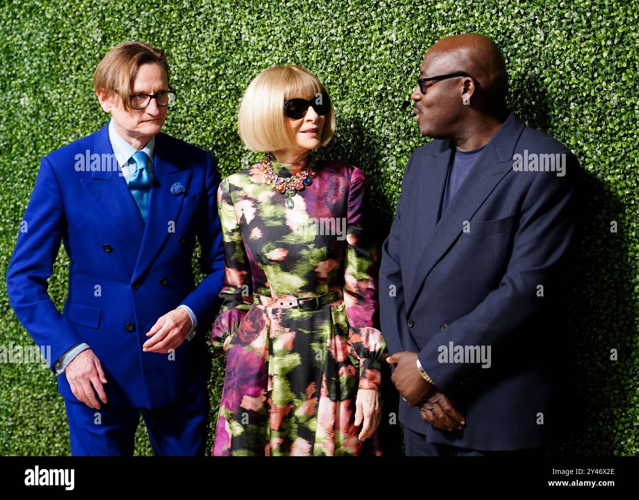 (left to right) Hamish Bowles, Anna Wintour and Edward Enninful ...