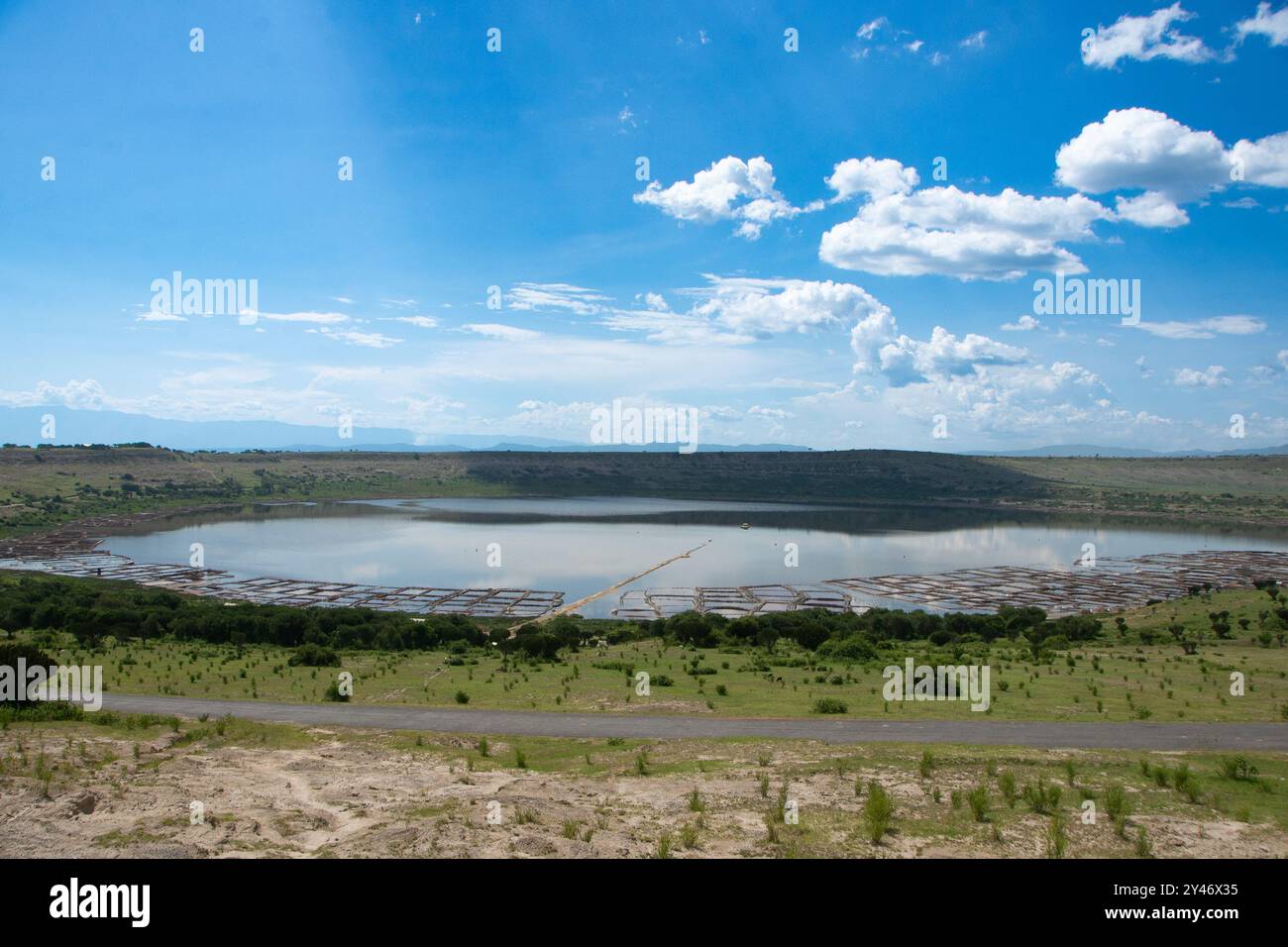 Lake Katwe in Queen Elizabeth Ntional Park Uganda. From time imemorial ...