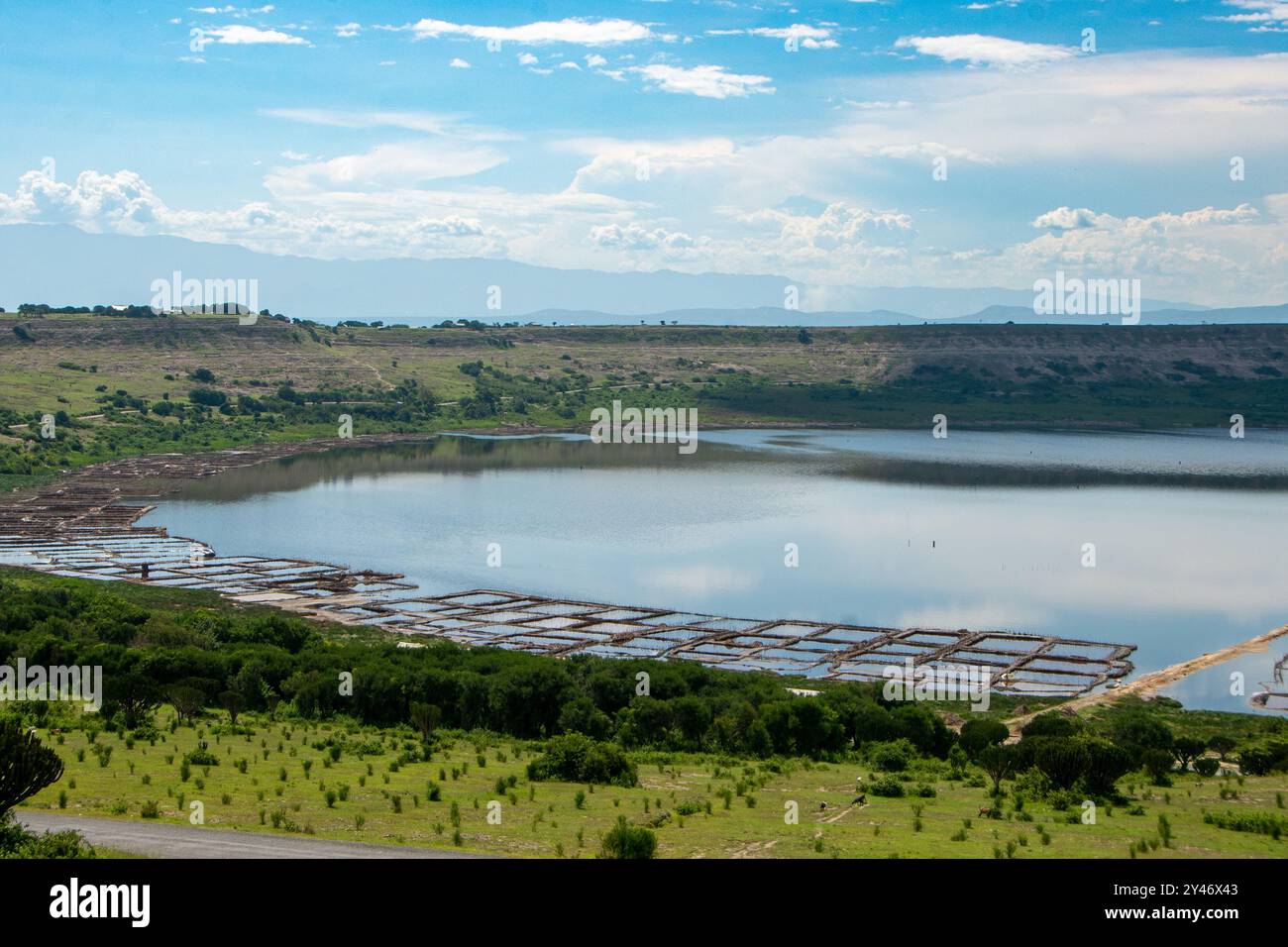 Lake Katwe in Queen Elizabeth Ntional Park Uganda. From time imemorial ...