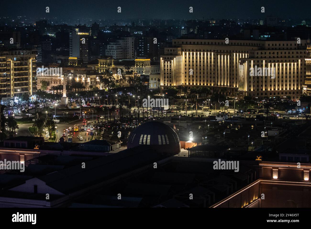 Cairo, Egypt. 13th Sep, 2024. A night view of Cairo's Tahrir square ...
