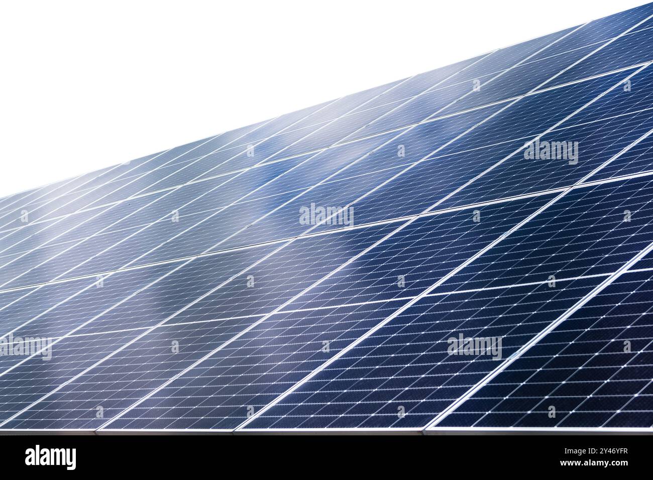 Horizontal solar panels cells isolated on white background. Solar farm ...