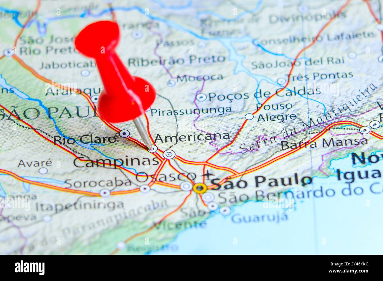 Americana, Sao Paulo, Brazil pin on map Brazil pin on map Stock Photo ...