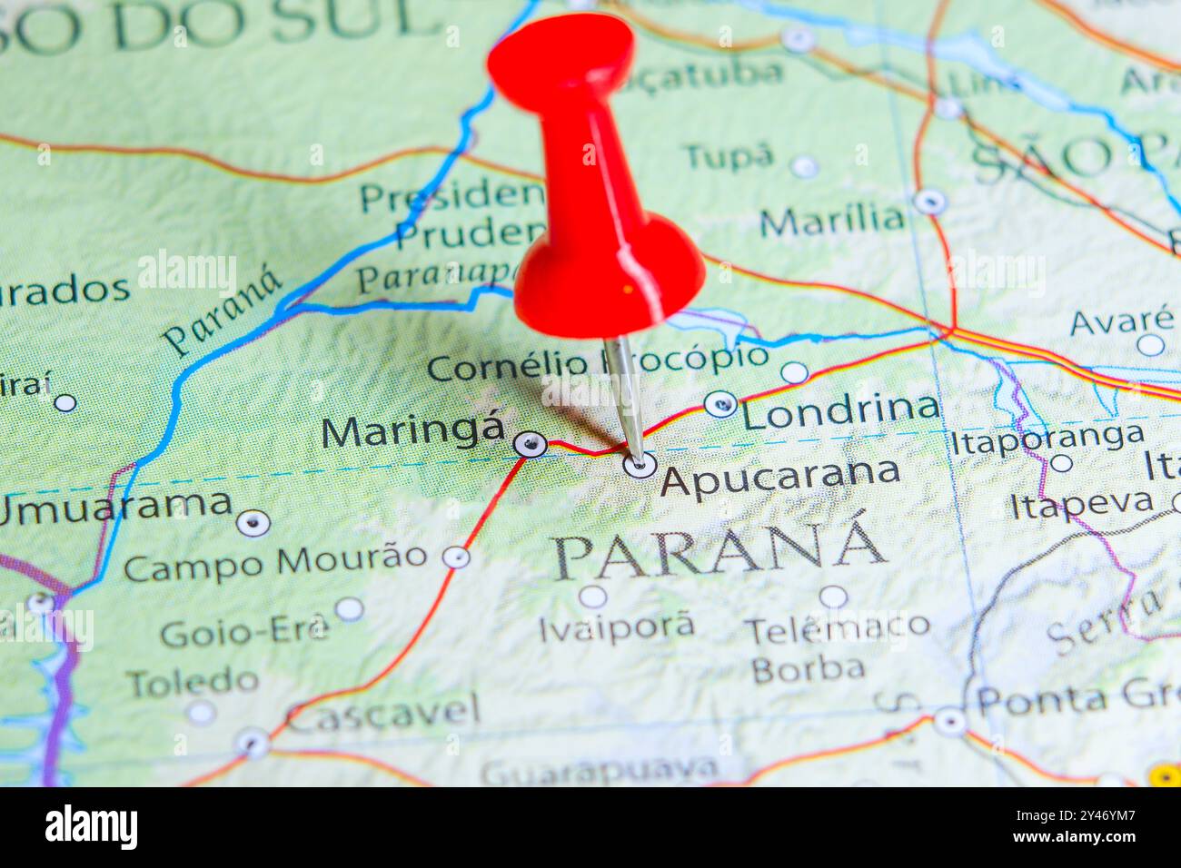 Apucarana, Brazil pin on map Stock Photo - Alamy