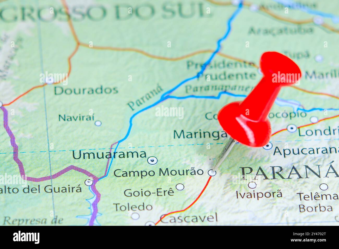 Campo Mourao Brazil Pin On Map Stock Photo Alamy