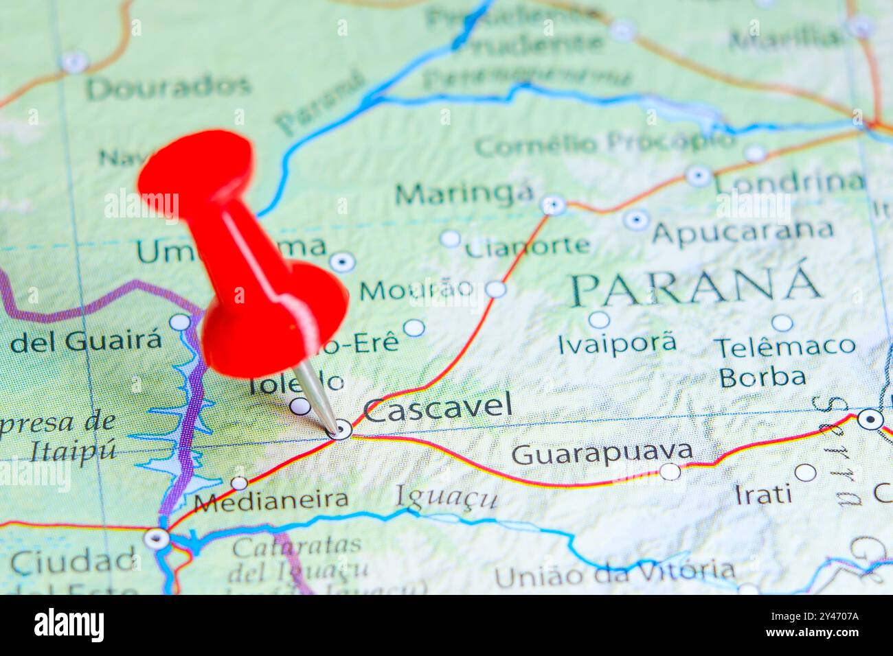 Cascavel, Parana, Brazil pin on map Stock Photo - Alamy