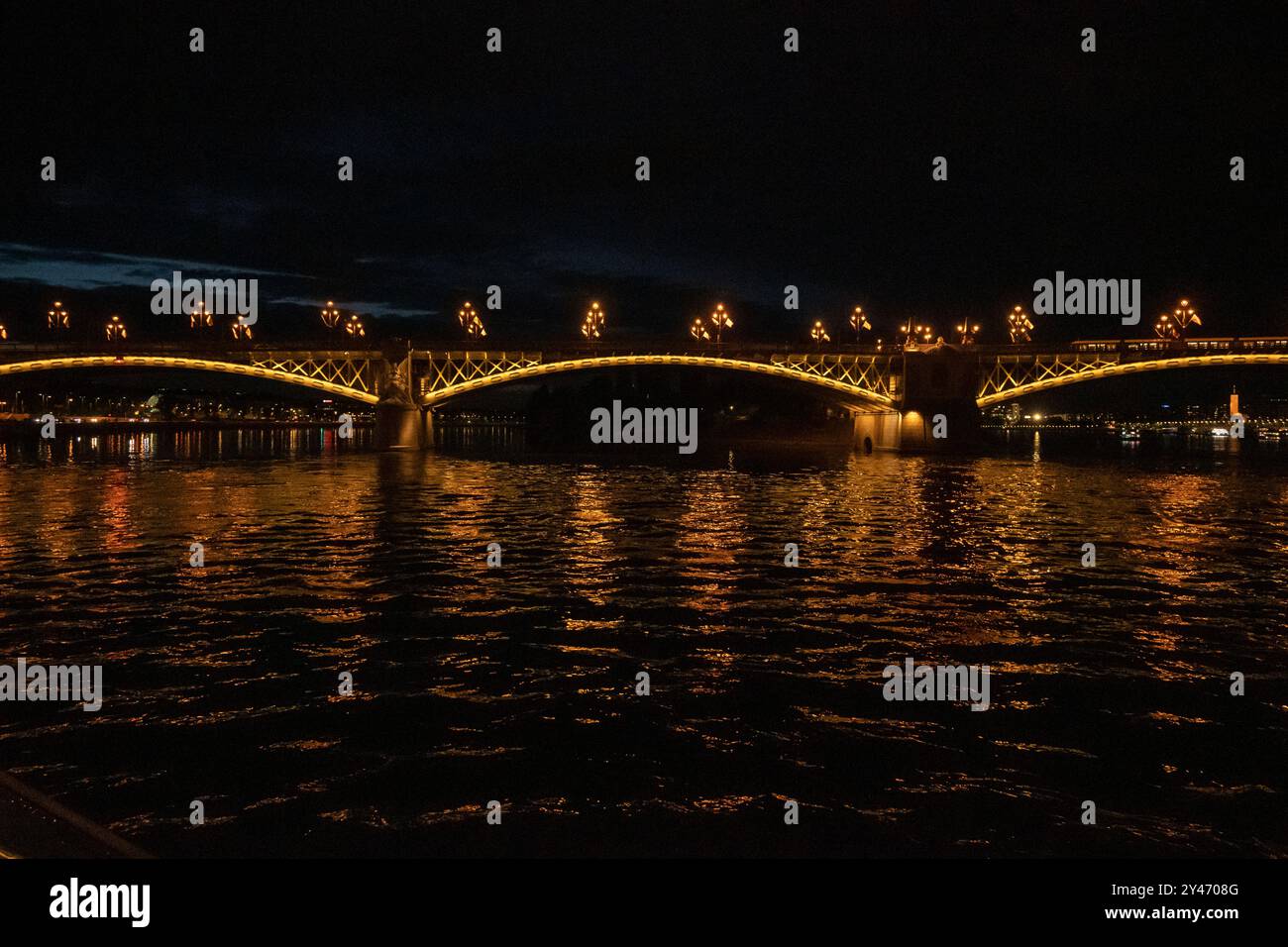 Margit Bridge at night over the River Danube in Budapest, Hungary Stock ...