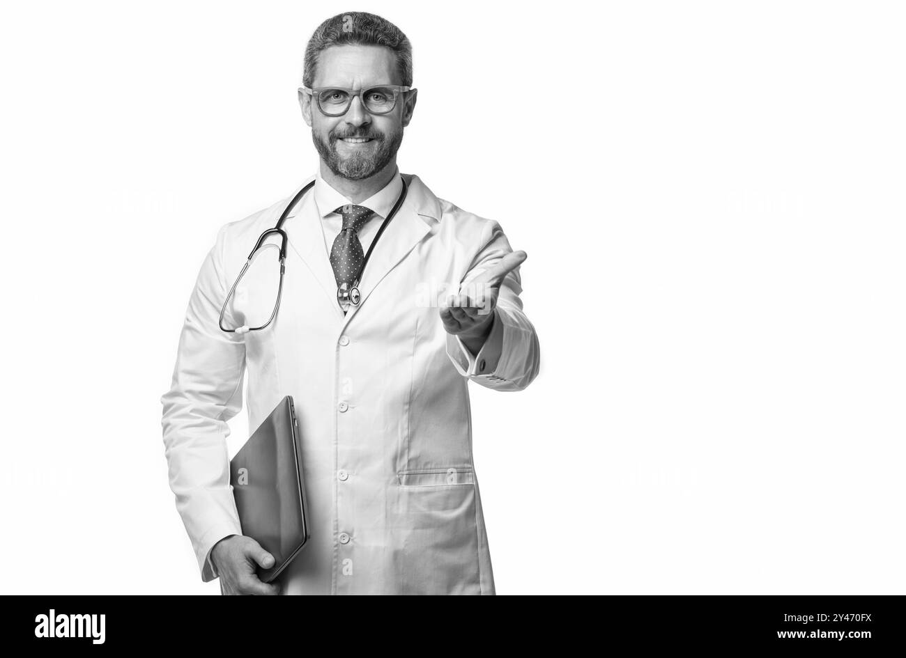 doctor offering emedicine in studio, banner. doctor presenting ...