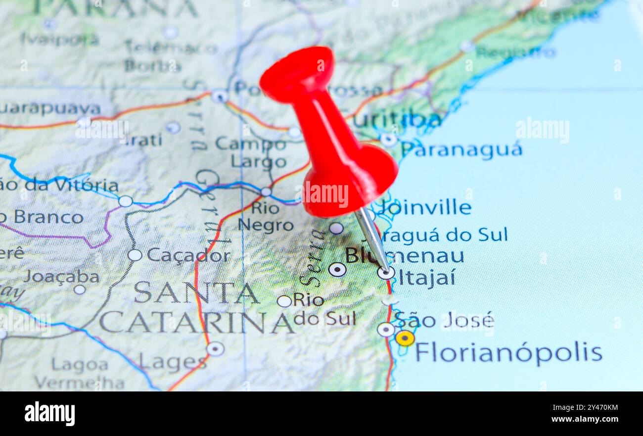 Itajai, Brazil pin on map Stock Photo - Alamy