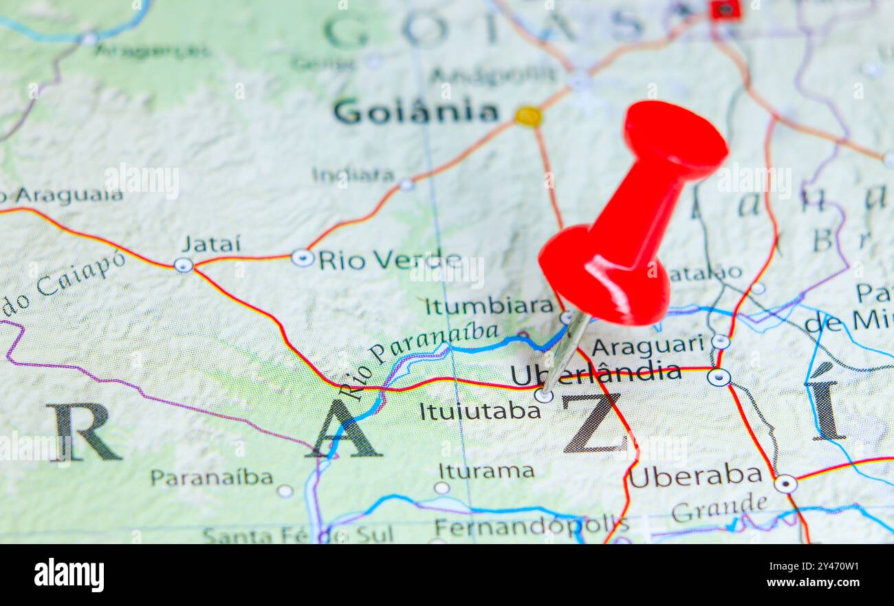 Ituiutaba, Brazil pin on map Stock Photo - Alamy