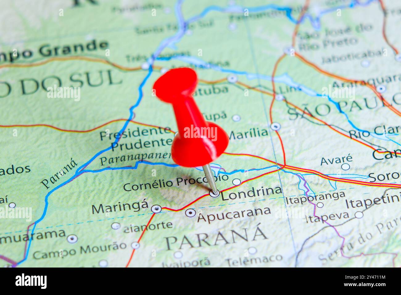 Londrina, Brazil pin on map Stock Photo - Alamy