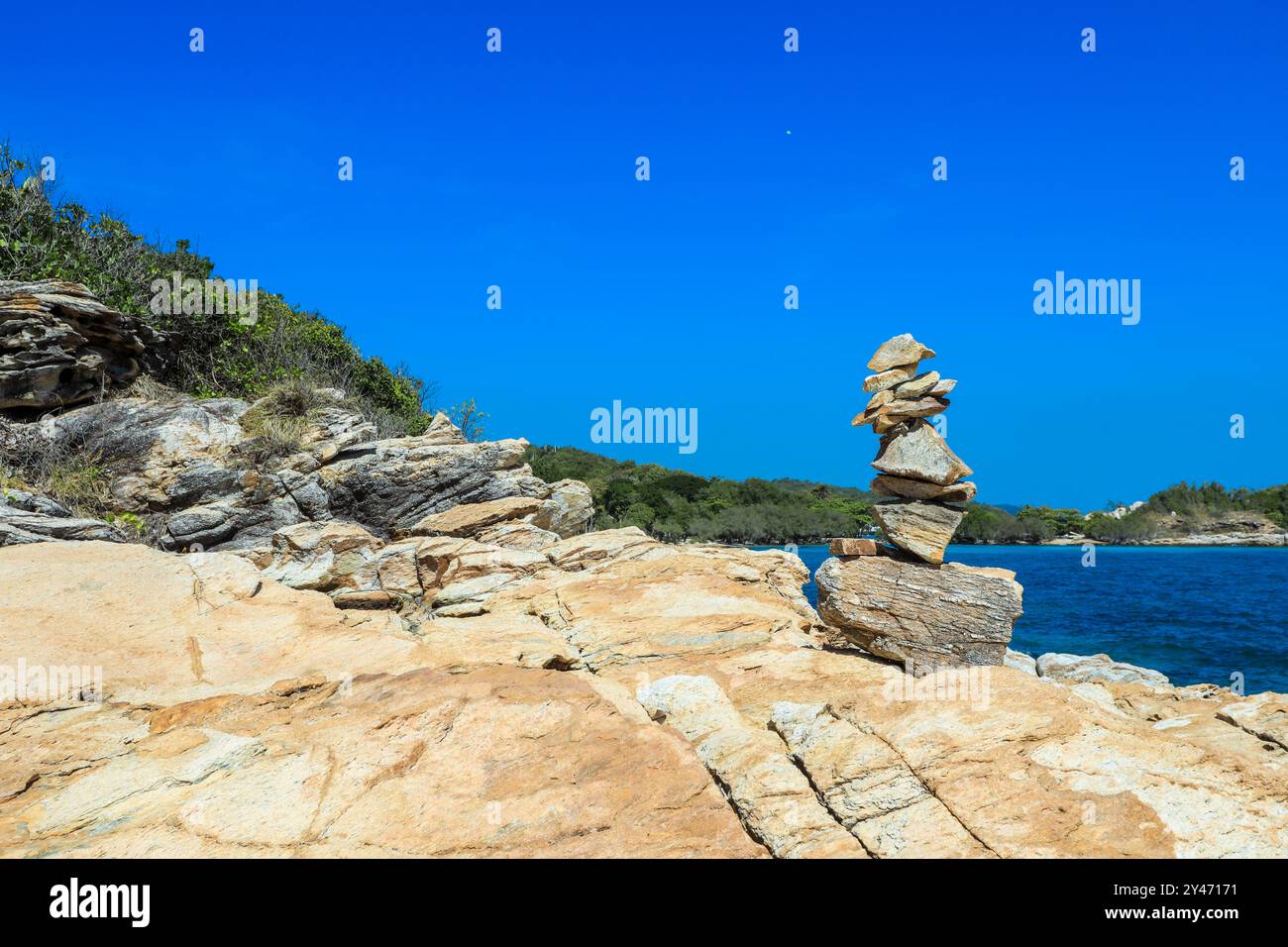 The Man Made Stack (Cairn) on the Seaside of Thailand Stock Photo - Alamy