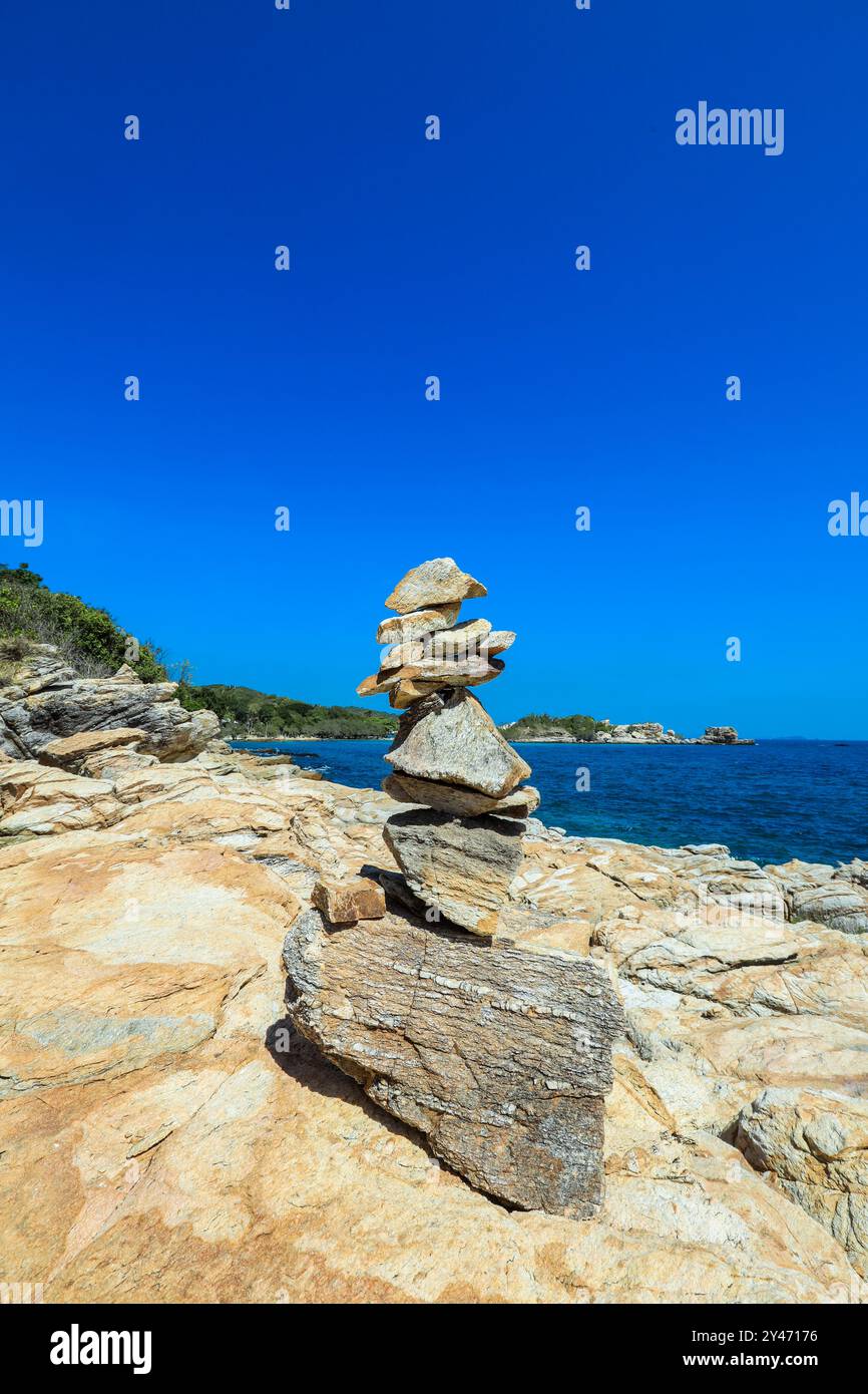 The Man Made Stack (Cairn) on the Seaside of Thailand Stock Photo - Alamy