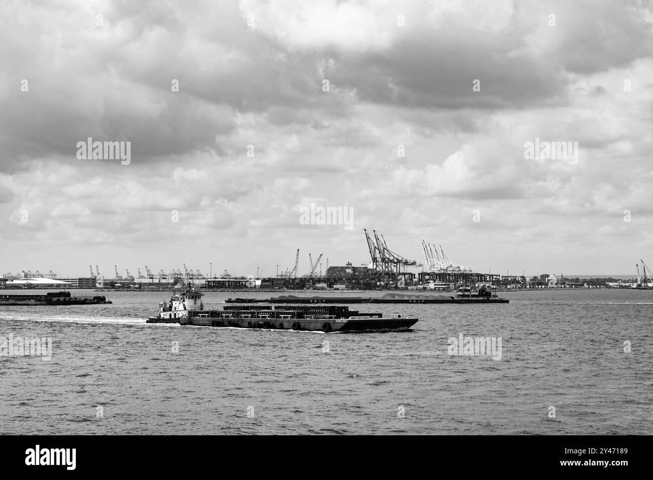 New York City, USA - July 25, 2023: Port facility, import export ...