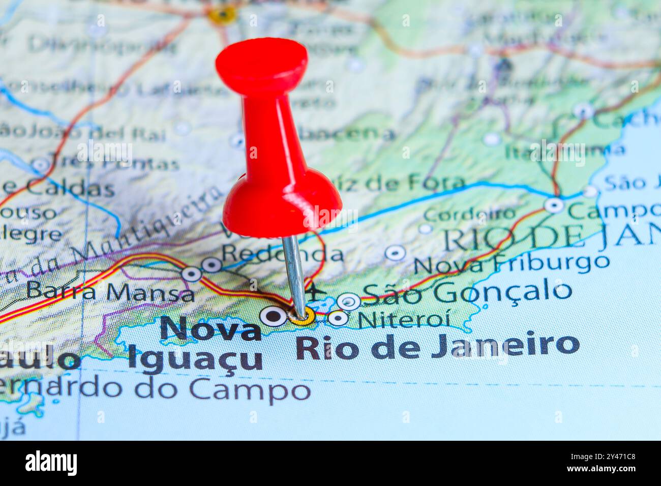 Rio de Janeiro, Brazil pin on map Stock Photo - Alamy