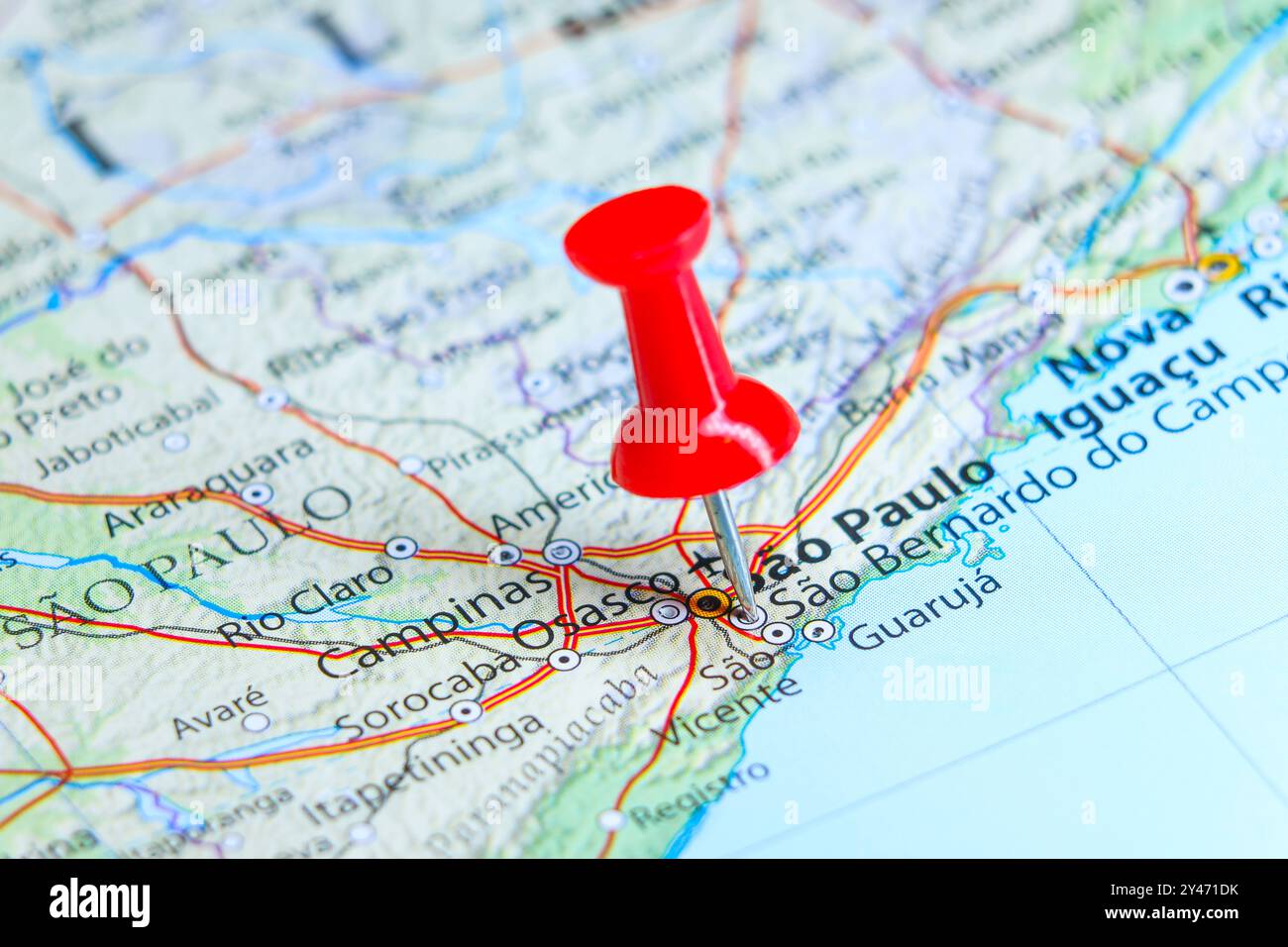 Sao Bernardo, Sao Paulo, Brazil pin on map Stock Photo - Alamy